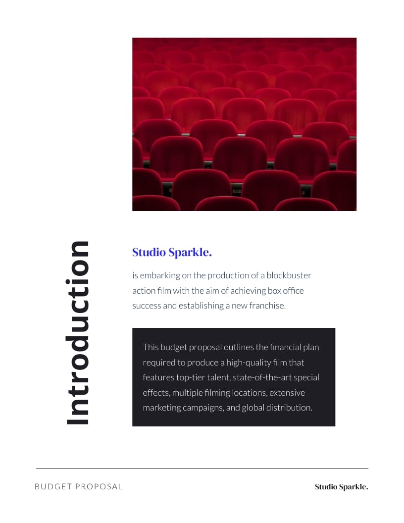 Film Budget Proposal Template | Visme
