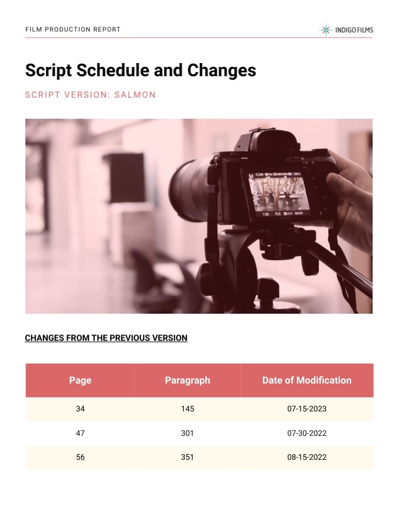 Film Production Report 2 Template | Visme