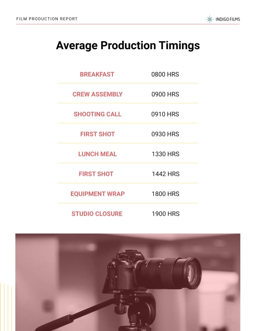 Film Production Report 2 Template | Visme