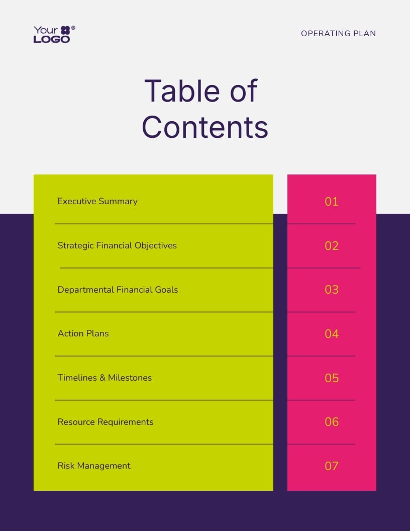 Financial Annual Operating Plan Template | Visme