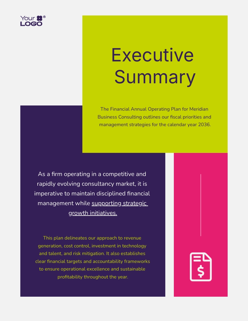 Financial Annual Operating Plan Template | Visme
