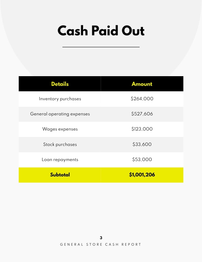 General Cash Report Template | Visme