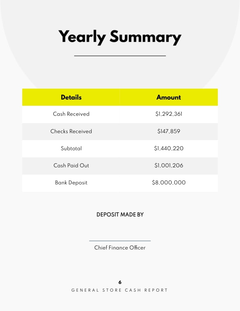 General Cash Report Template | Visme