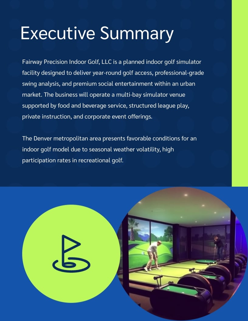 Golf Simulator Business Plan Template | Visme