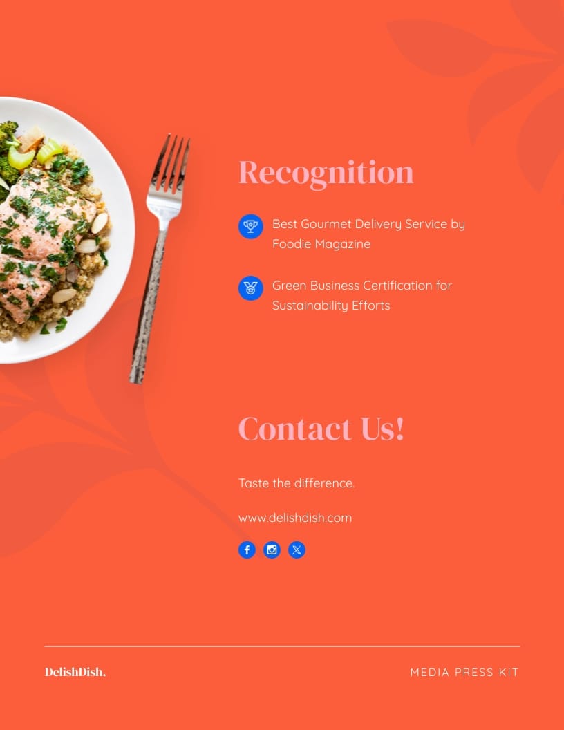 Gourmet Food Delivery Service Press Kit Template | Visme