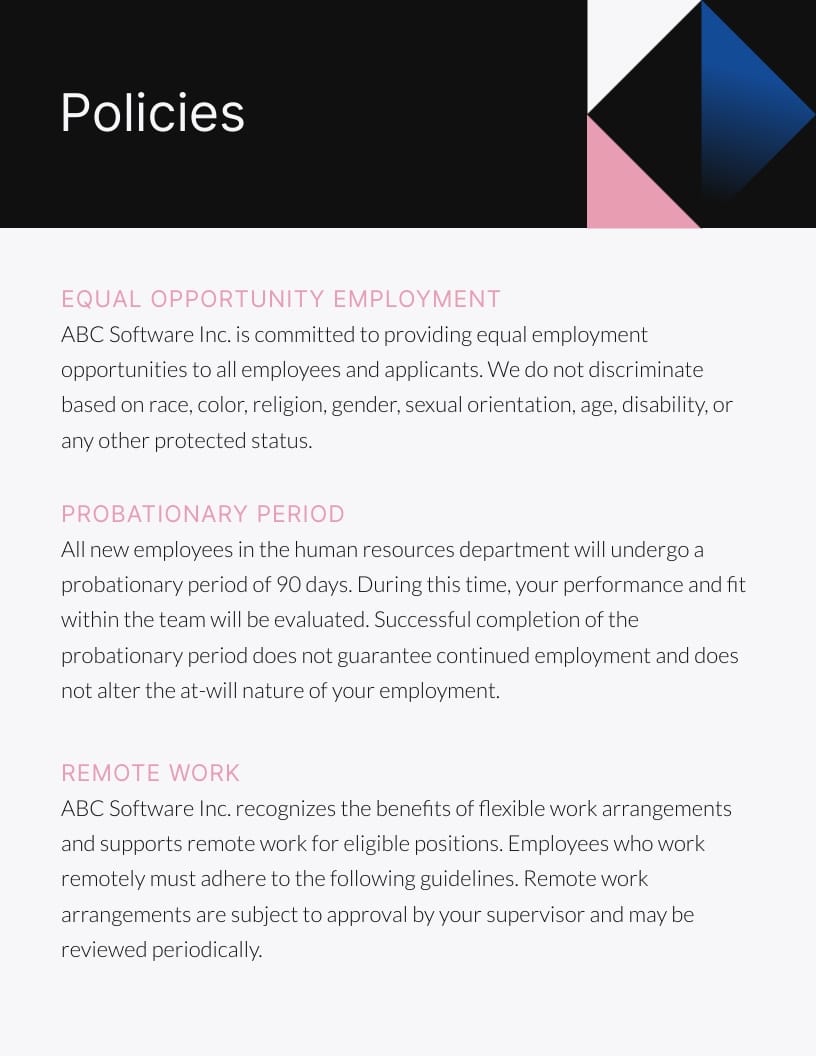 HR Employee Handbook Template | Visme HR Employee Handbook Template | Visme