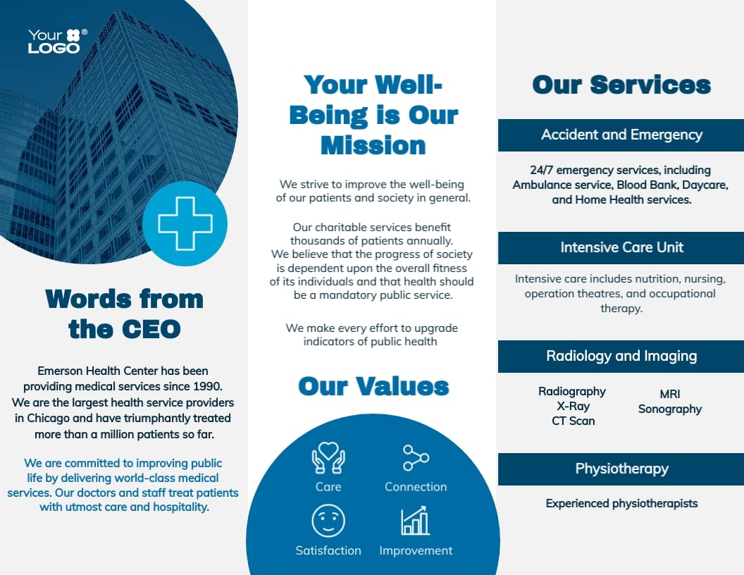 Health Center Brochure Template | Visme