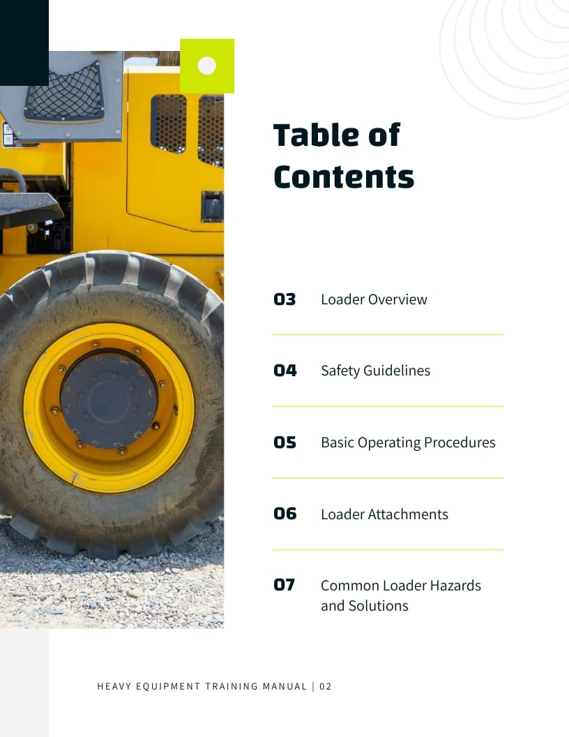 Heavy Equipment Training Manual Template | Visme