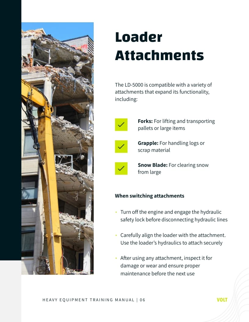 Heavy Equipment Training Manual Template | Visme