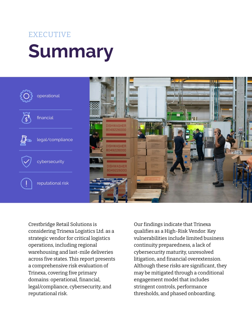 High Risk Vendor Assessment Report Template | Visme