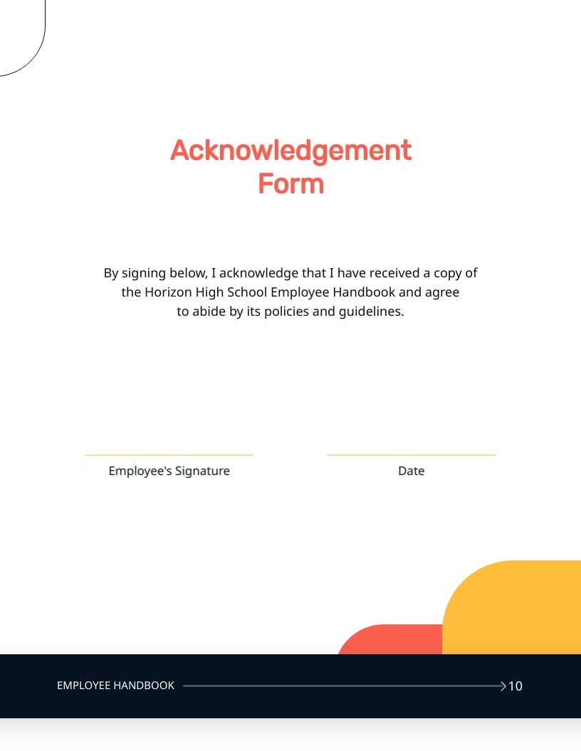 High School Employee Handbook Template | Visme