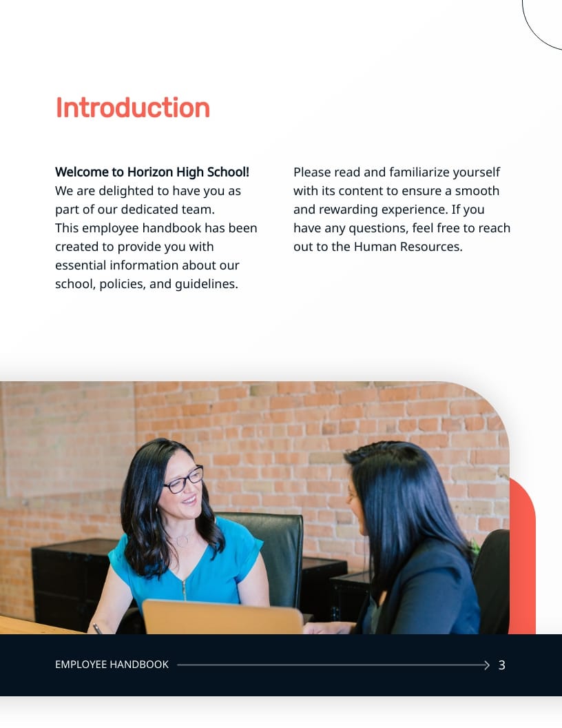 High School Employee Handbook Template | Visme