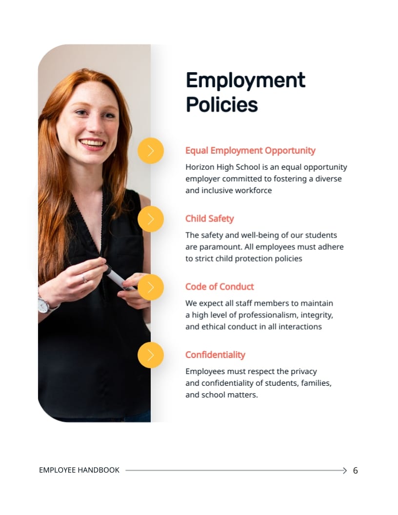 High School Employee Handbook Template | Visme