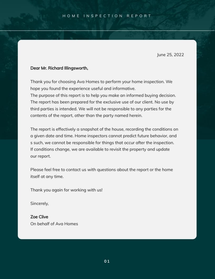 Home Inspection Report Template | Visme