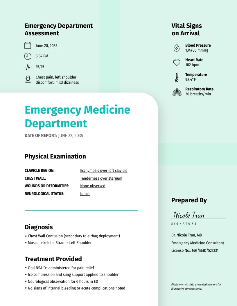 Hospital Accident Medical Report Template | Visme