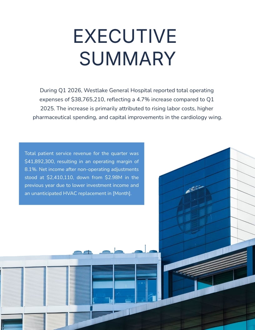 Hospital Cost Report Template | Visme