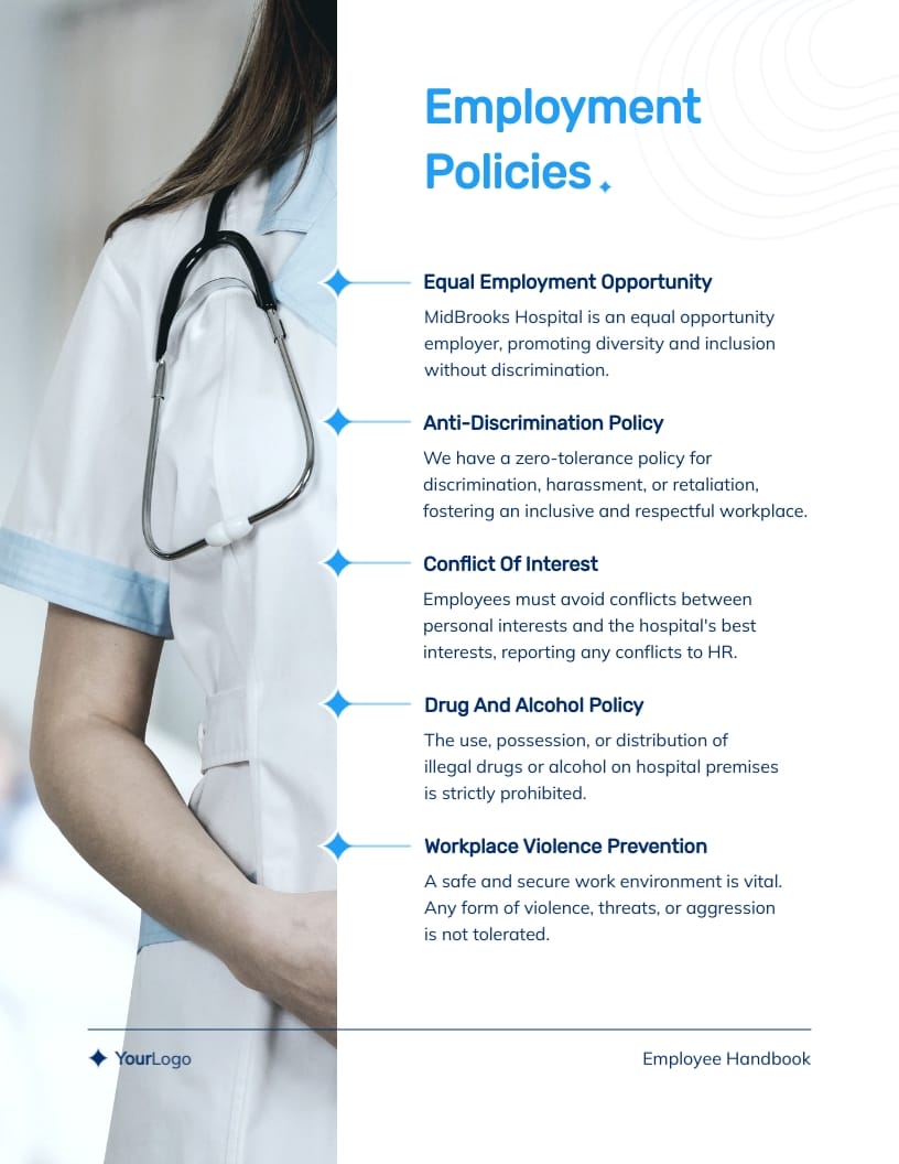 Hospital Employee Handbook Template | Visme