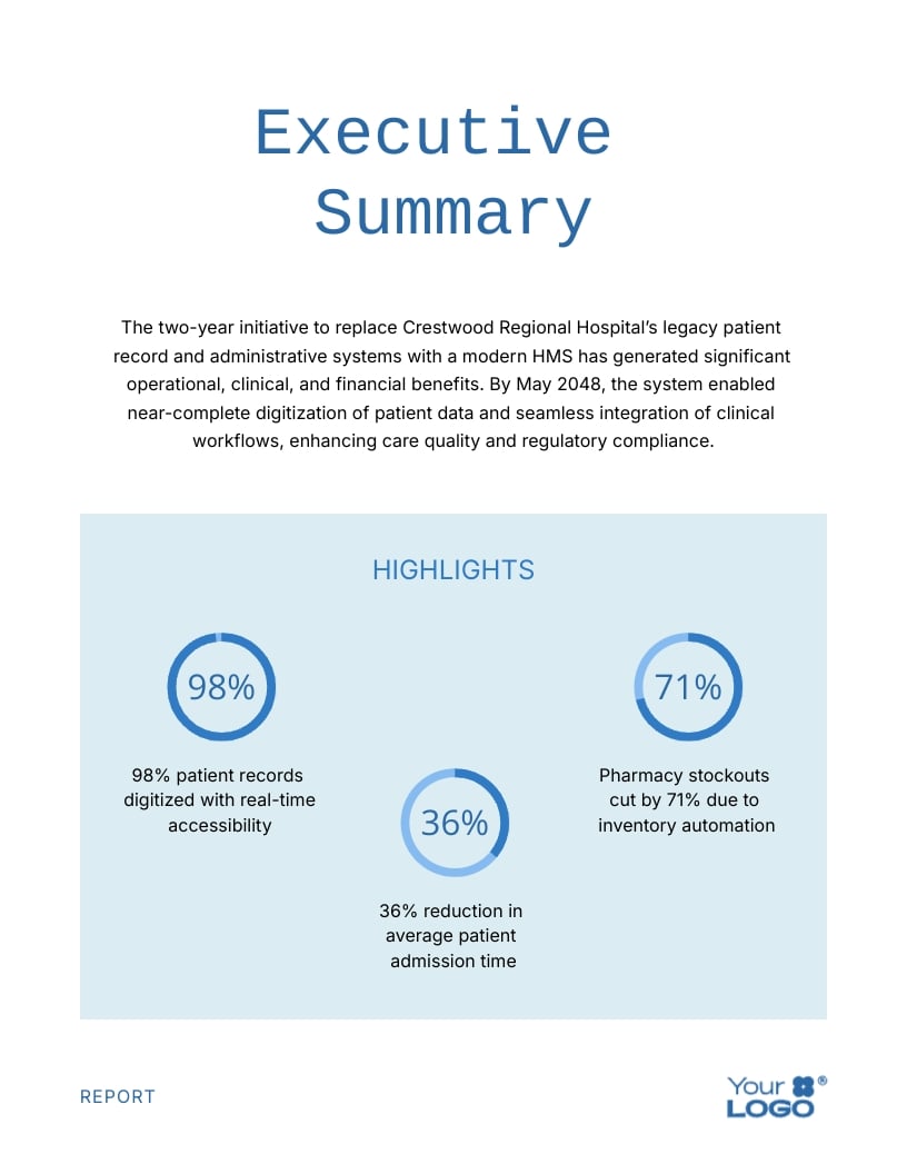 Hospital Management System Project Report Template | Visme