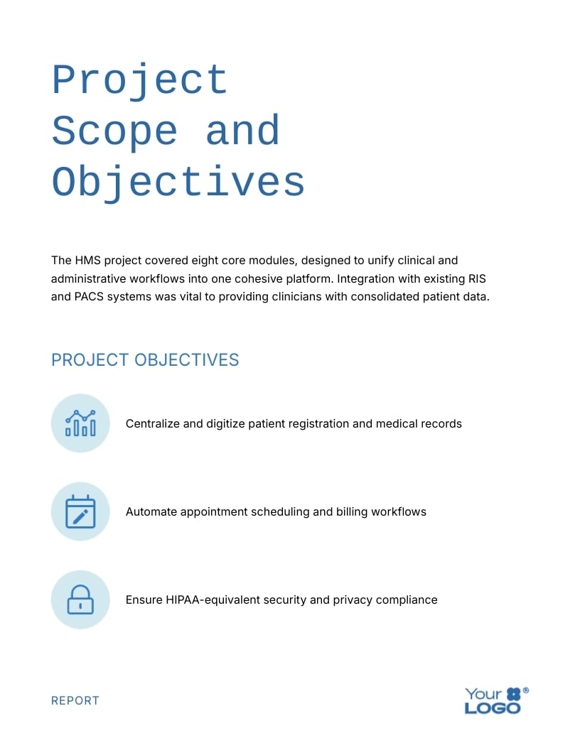 Hospital Management System Project Report Template | Visme