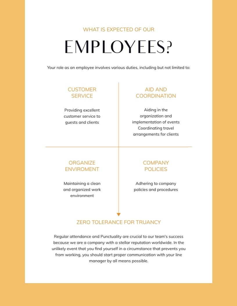 Hospitality Employee Handbook Template | Visme