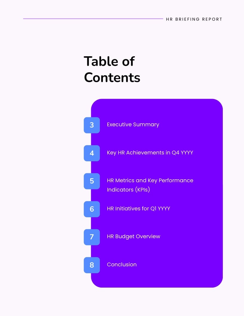 Human Resources HR Briefing Report Template | Visme