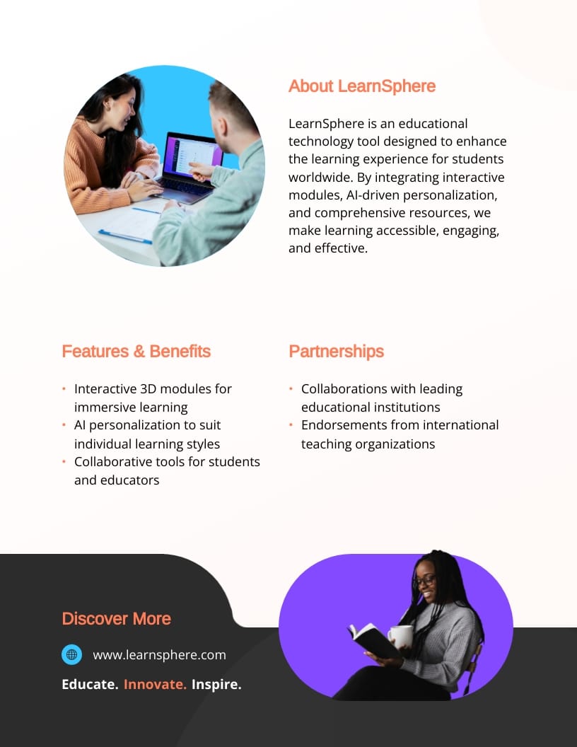 Innovative Educational Tech Tool Press Kit Template | Visme