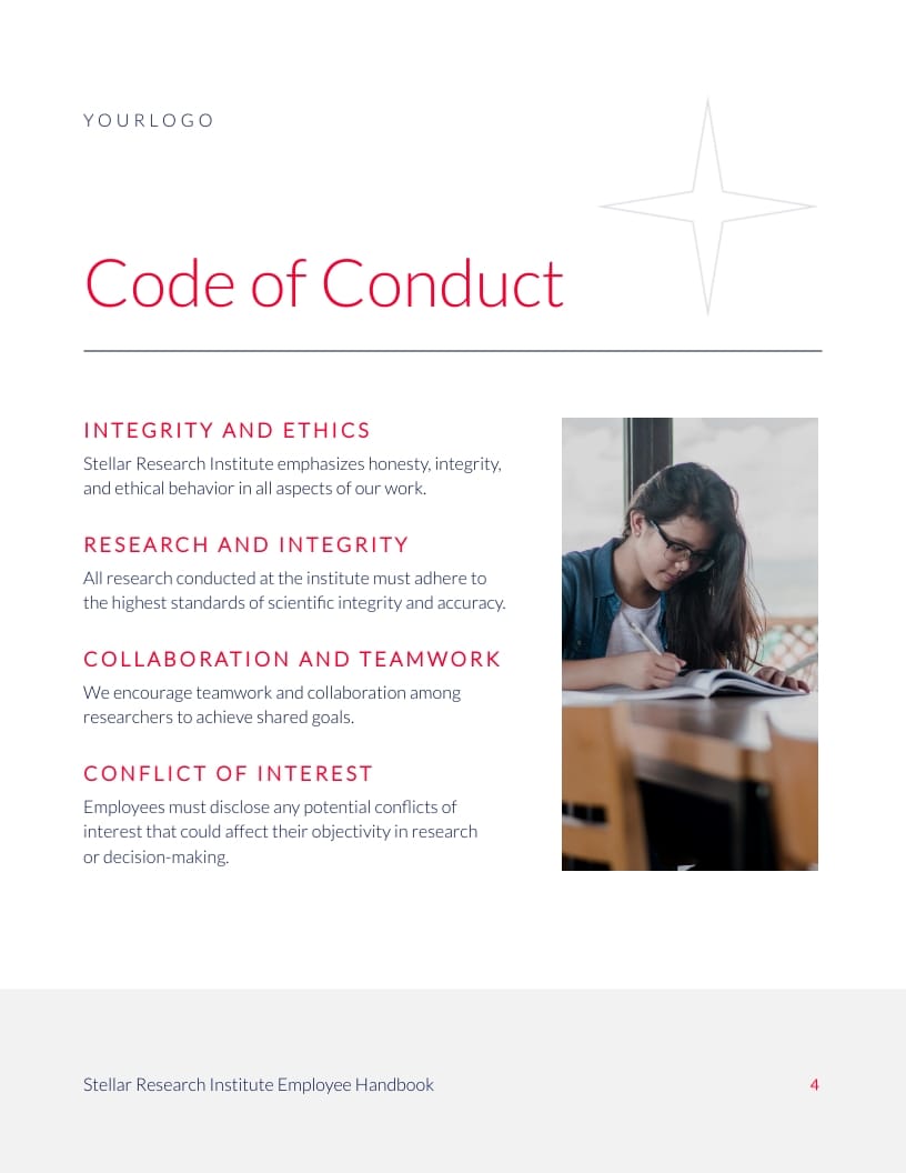 Institute Employee Handbook Template | Visme