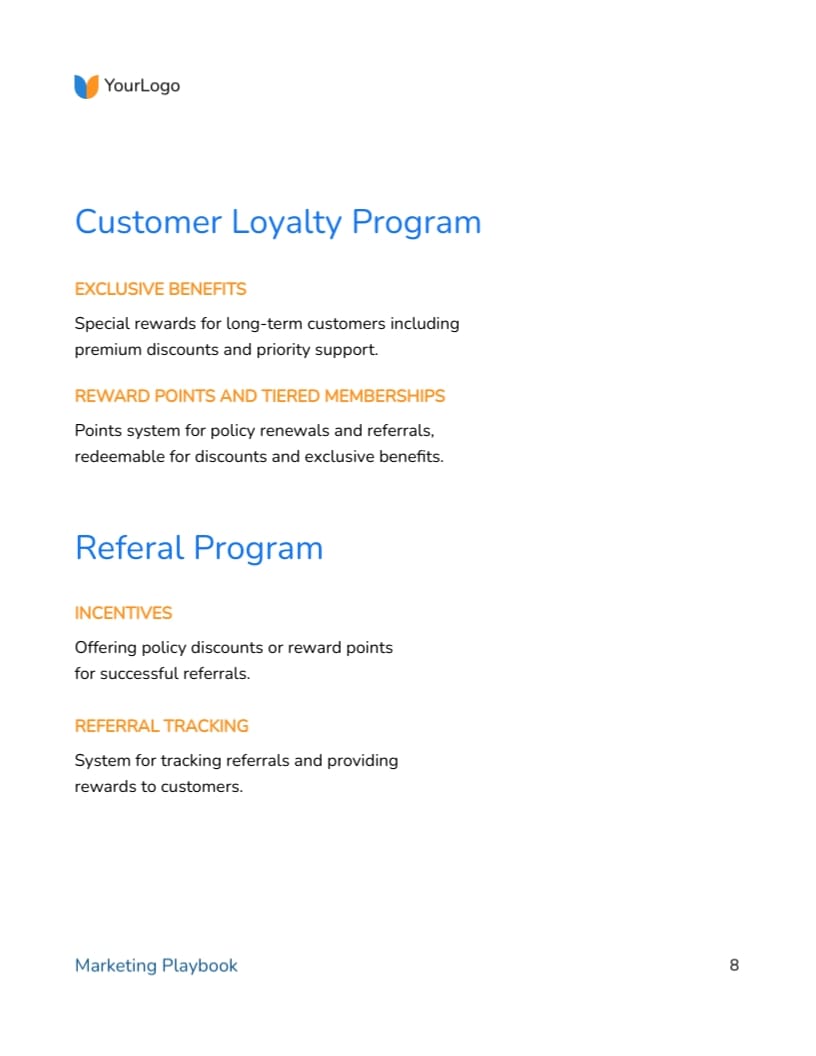 Insurance Company Marketing Playbook Template | Visme