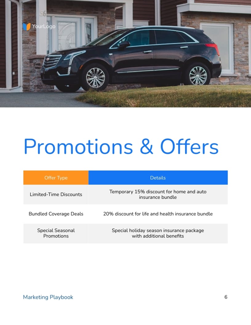Insurance Company Marketing Playbook Template | Visme