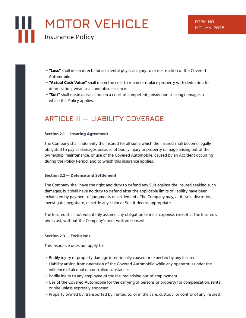 Insurance Contract Template | Visme