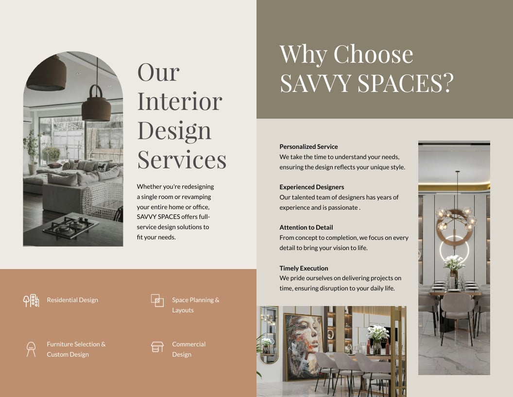 Interior Design Brochure Template | Visme