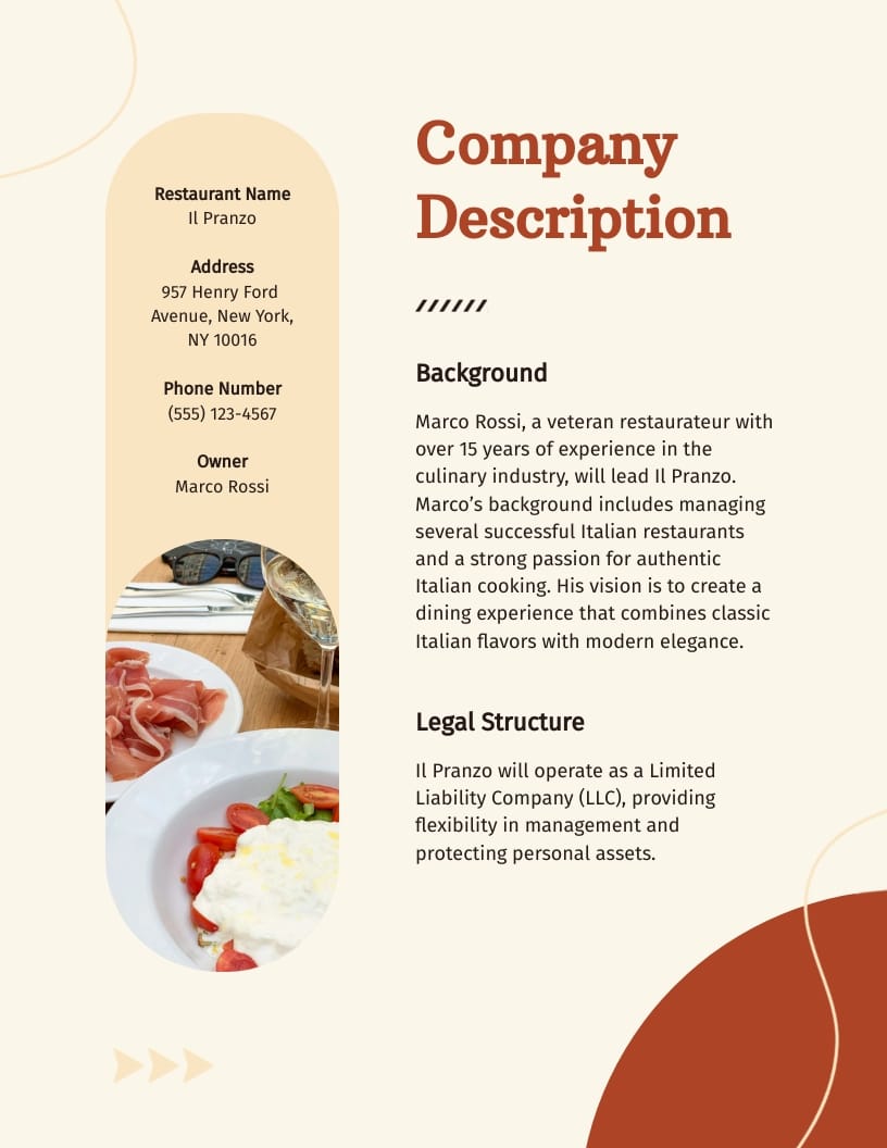 Italian Restaurant Business Plan Template | Visme