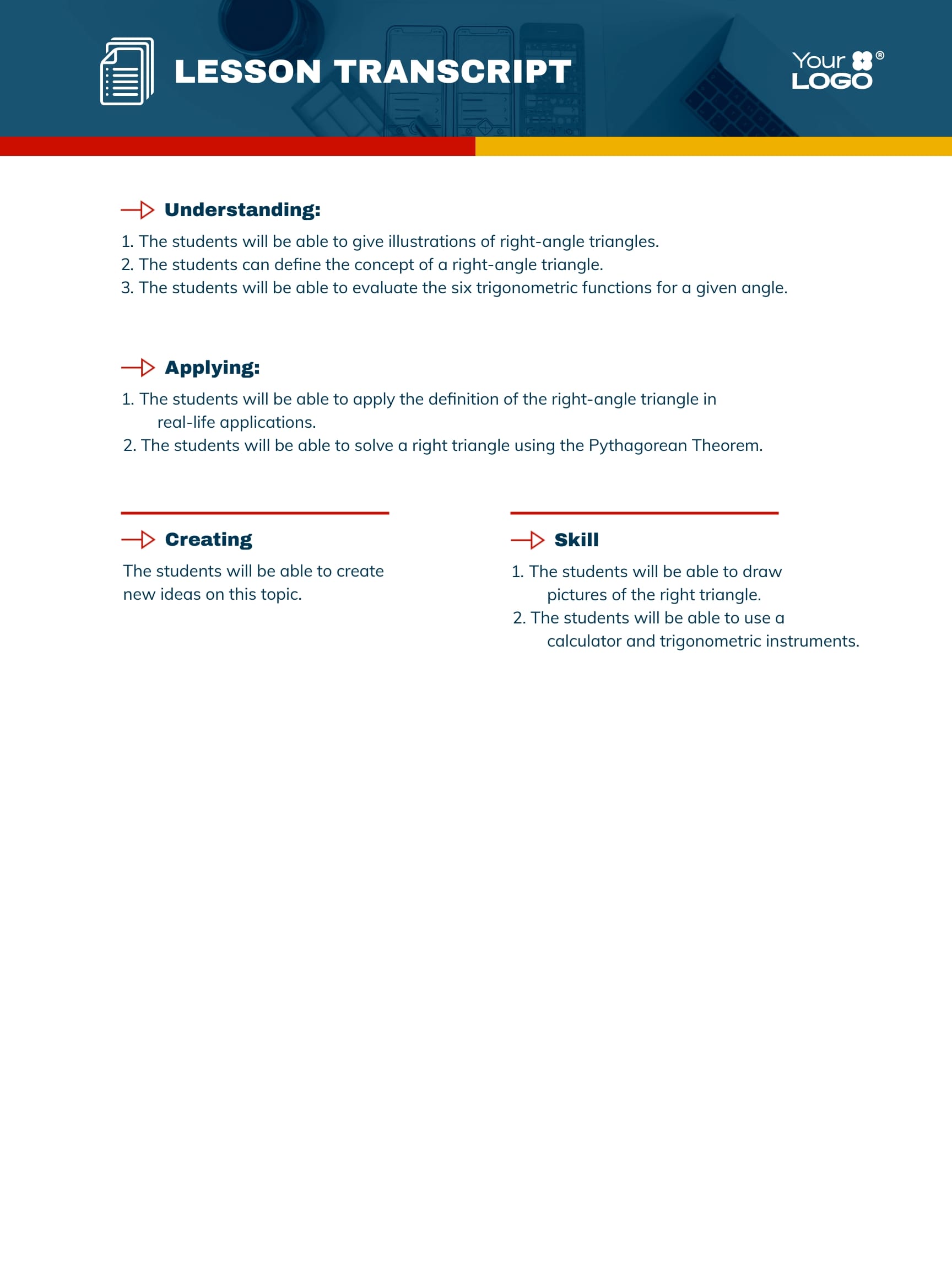 Lesson Transcript Template | Visme