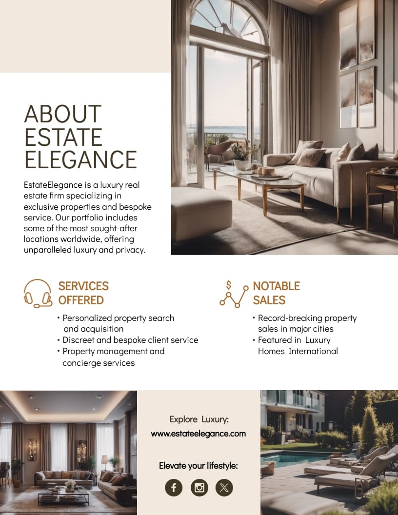 Luxury Real Estate Firm Press Kit Template | Visme