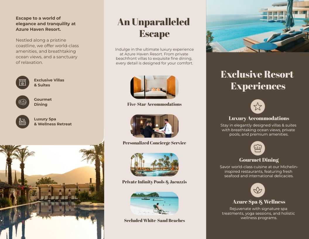 Luxury Resort Trifold Brochure Template | Visme