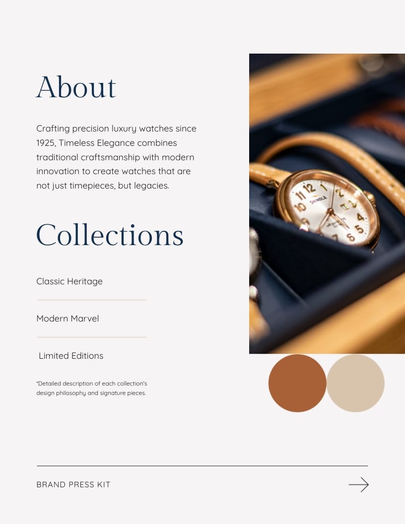 Luxury Watch Brand Press Kit Template | Visme