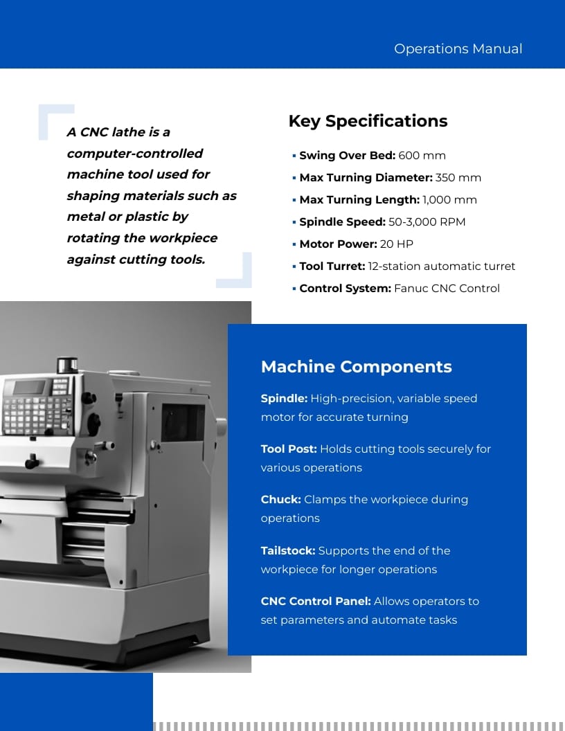 Machinery Operations Manual Template | Visme