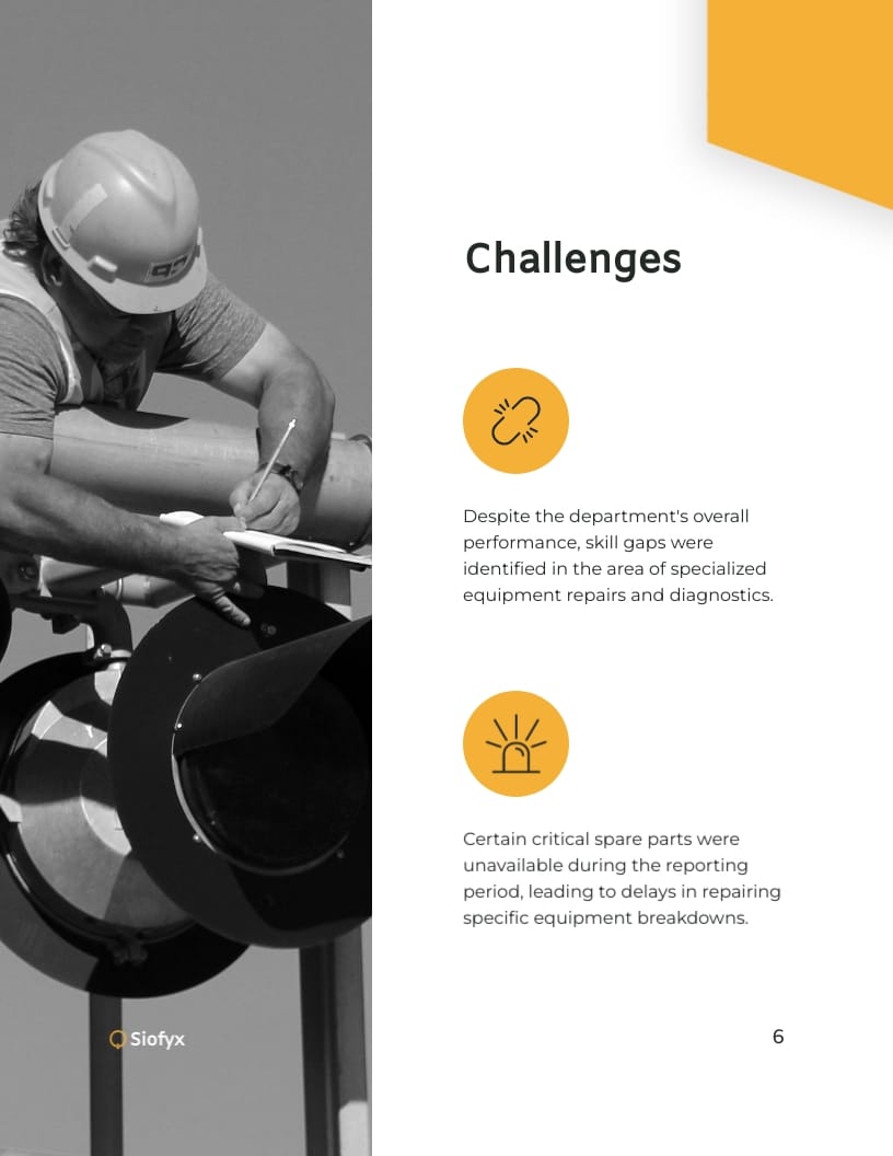 Maintenance Department Operational Report Template | Visme