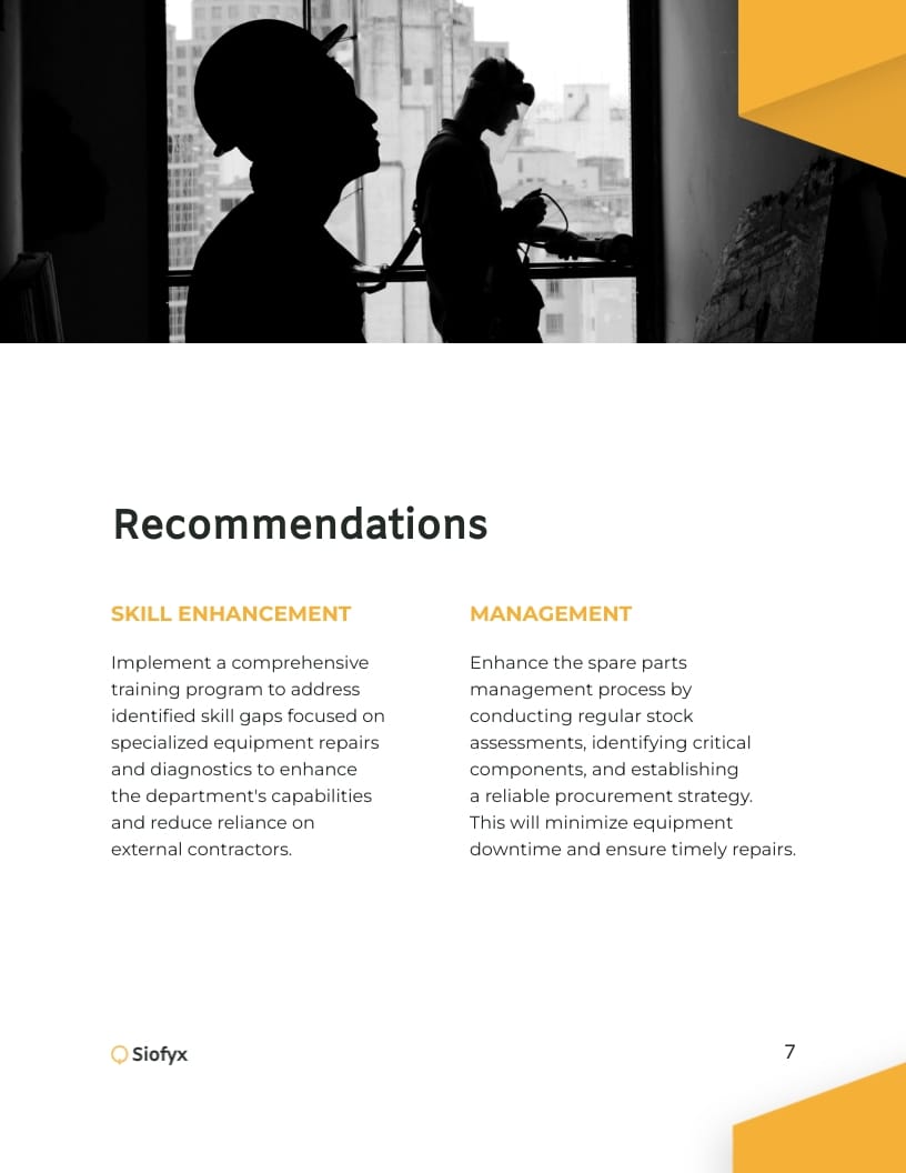 Maintenance Department Operational Report Template | Visme