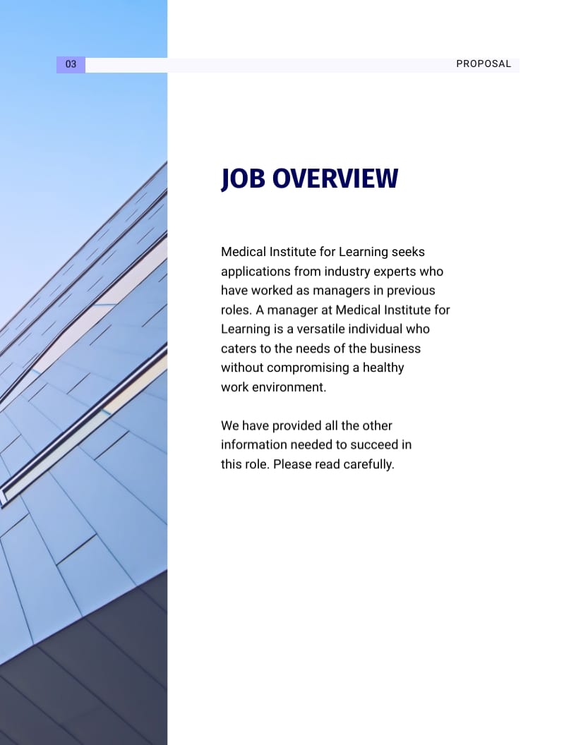 Manager Job Proposal Template | Visme