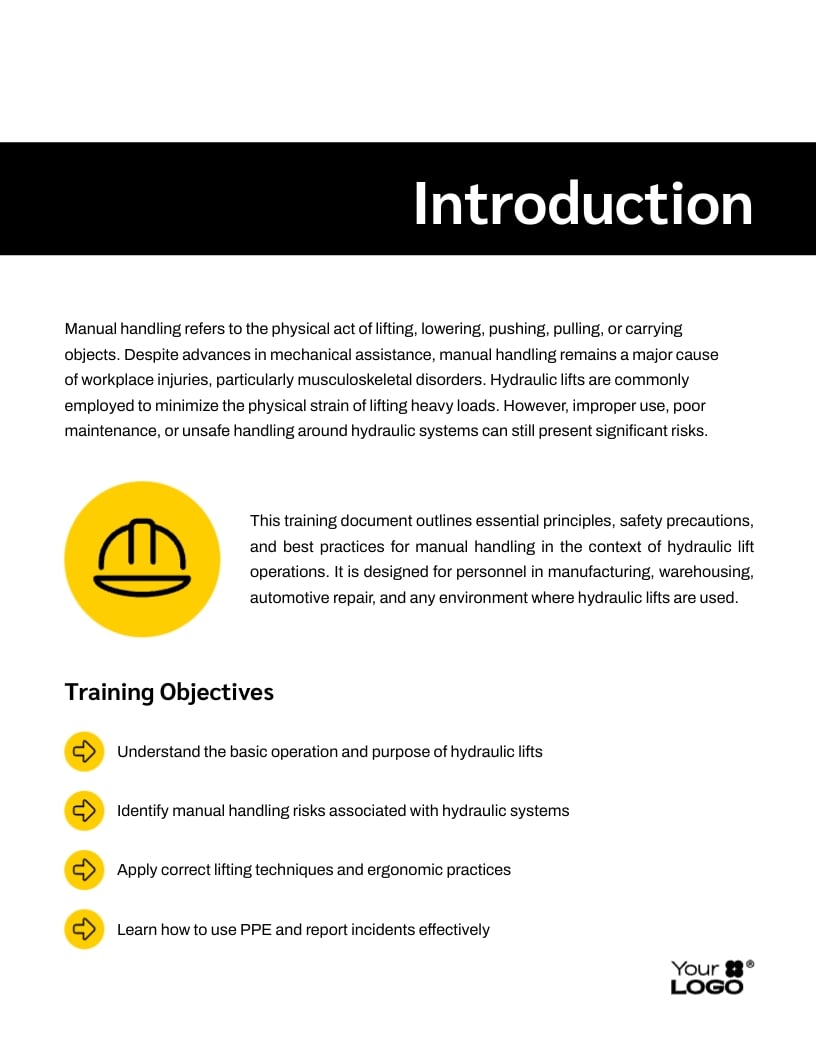 Manual Handling Training Program Template | Visme