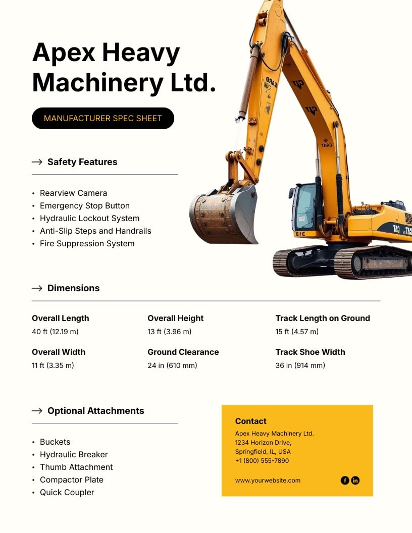 Manufacturer Spec Sheet Template | Visme