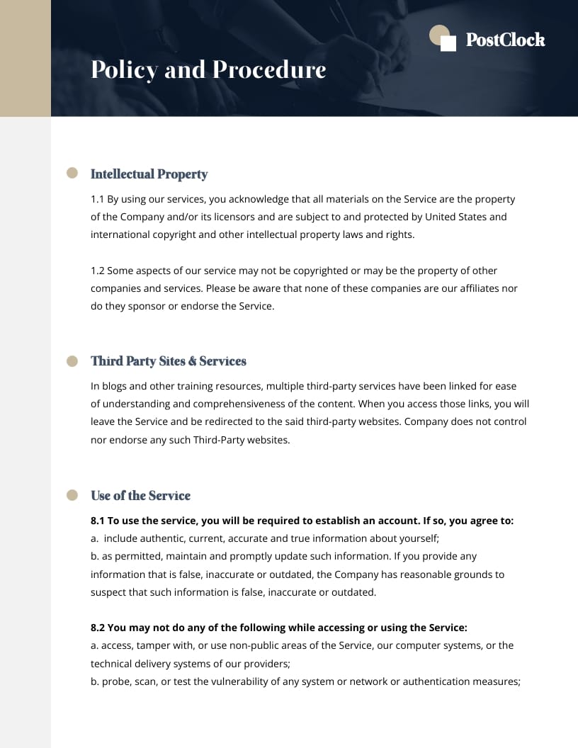 Marketing Tool Policy and Procedure Template | Visme