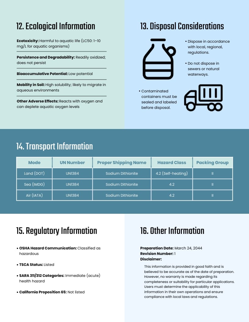 Material Safety Data Sheet Template | Visme
