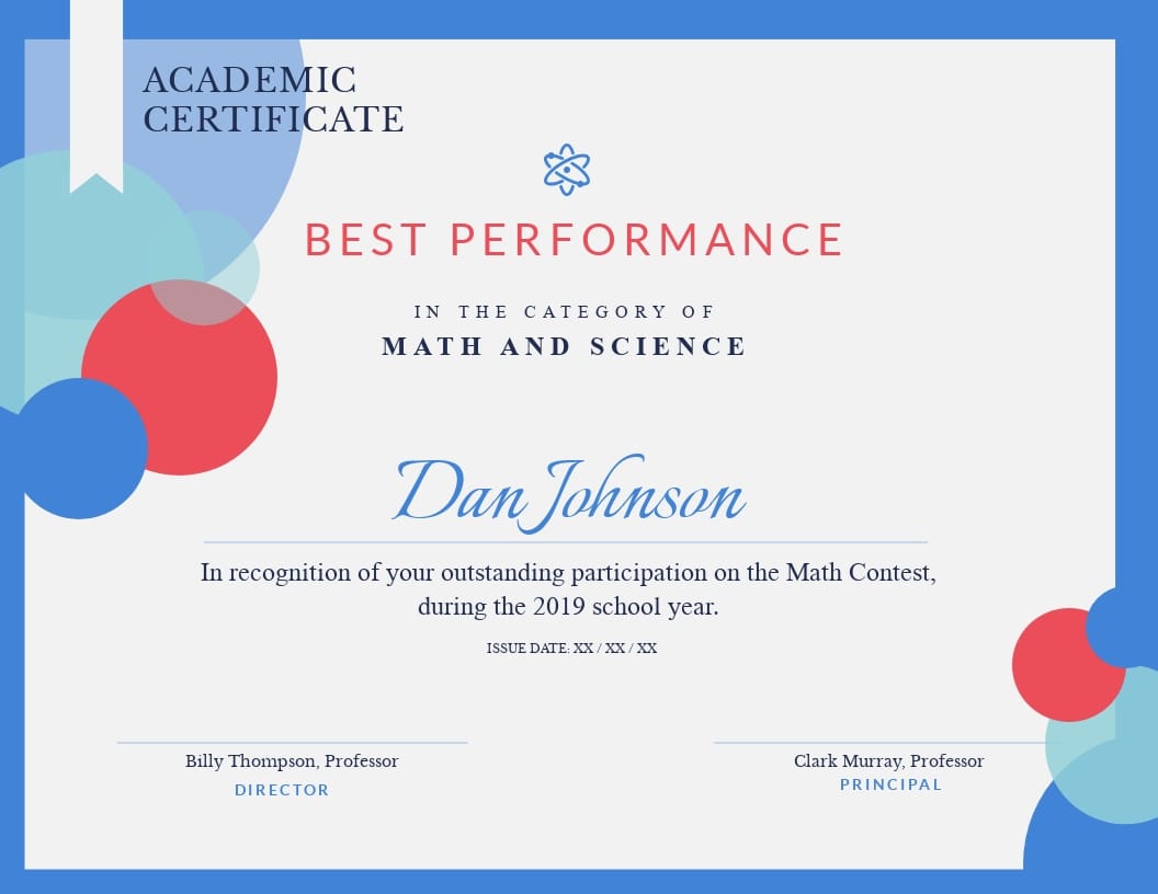 Math Contest Participation Certificate Template Visme