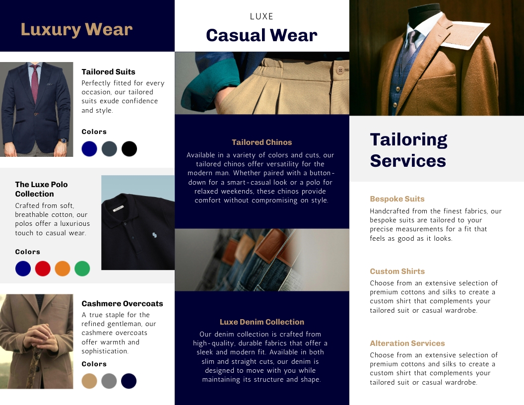 Mens Clothing Fashion Brochure Template | Visme