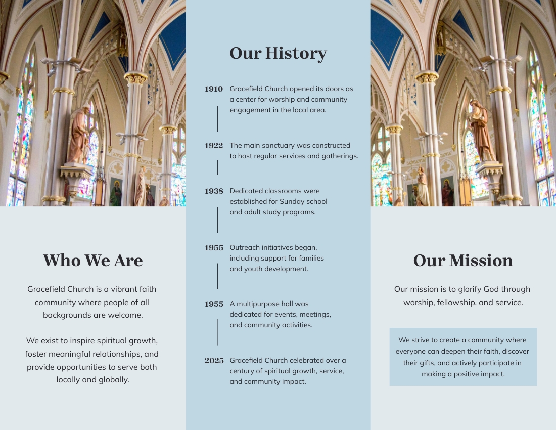 Modern Church Trifold Brochure Template | Visme