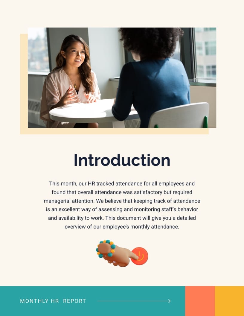 Monthly HR Report Template Visme