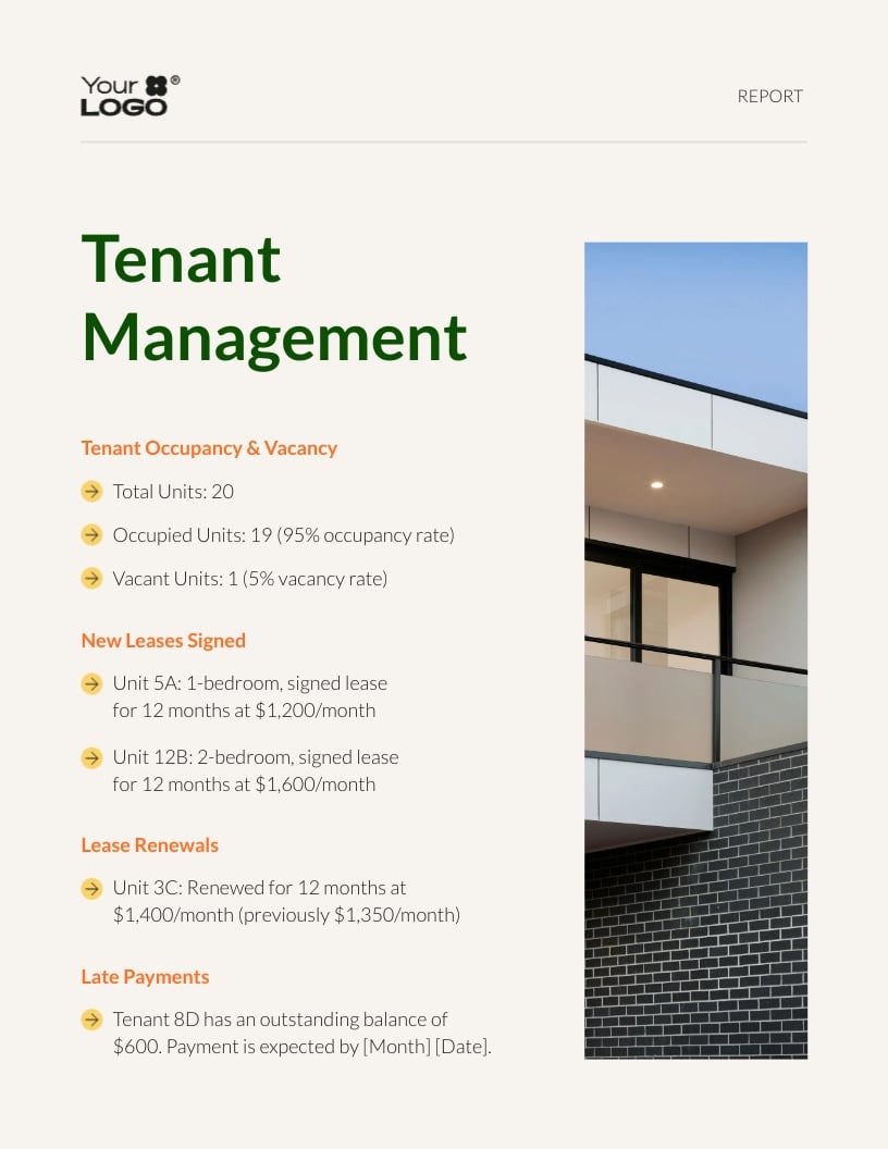Monthly Property Management Report Template | Visme