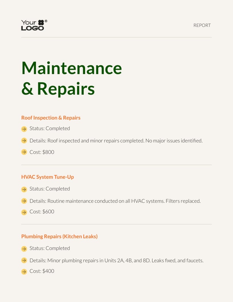 Monthly Property Management Report Template | Visme